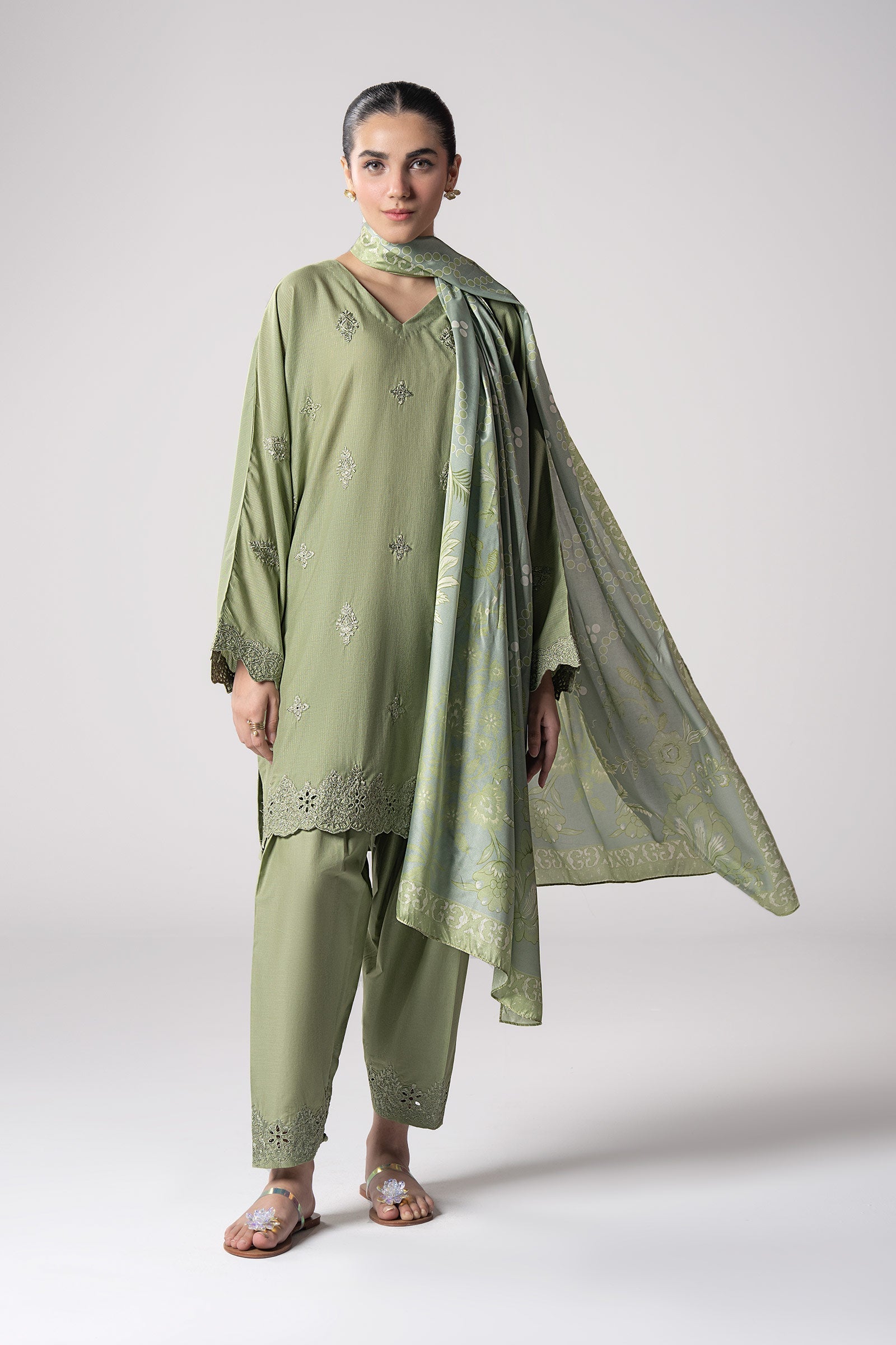 Maria B | Basics RTW | 3 Pc Embroidered Lurex Stripe Suit | MB-CS25-14 ...